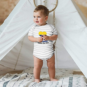Custom Personalized Baby Bodysuit Colombian Soccer Colombia Football Funny Cotton Boy & Girl Striped Baby Clothes Stripes Soft Pink White Personalized Text Here 6 Months