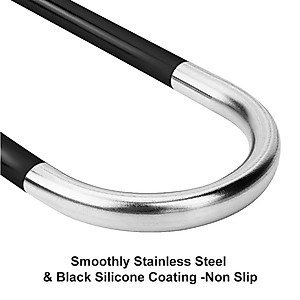 HonTop 3 Pack Pants Hangers S-Shape 5 Layers Stainless Steel with Black Silicone Coating Multi Clothes Cascading Pants Hangers Space Saving Clothes Organizer for Jeans Pants Scarf Ties Towels