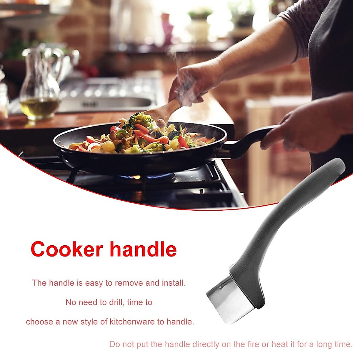 Pot Handle,Handle Replacement Cookware Handle with Screw,Universal Pot Handle Grip for Pan Pot Cookware Accessories Anti Scalding Tool Household Pan Handle(Black)