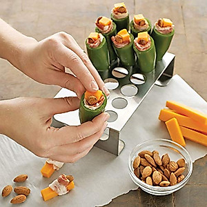 KAMaster Jalapeno Grill Rack Barbecue Stainless Chili Pepper Roasting Rack for Cooking Chili or Chicken Legs & Wings Roasting on BBQ Smoker or Oven Better for Small Jalapeno