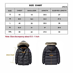 FREDRM Men's Winter Coat Water-Repellent Windproof Fur Hooded Thicken Long Parka Puffer Jacket (gray-1, L)