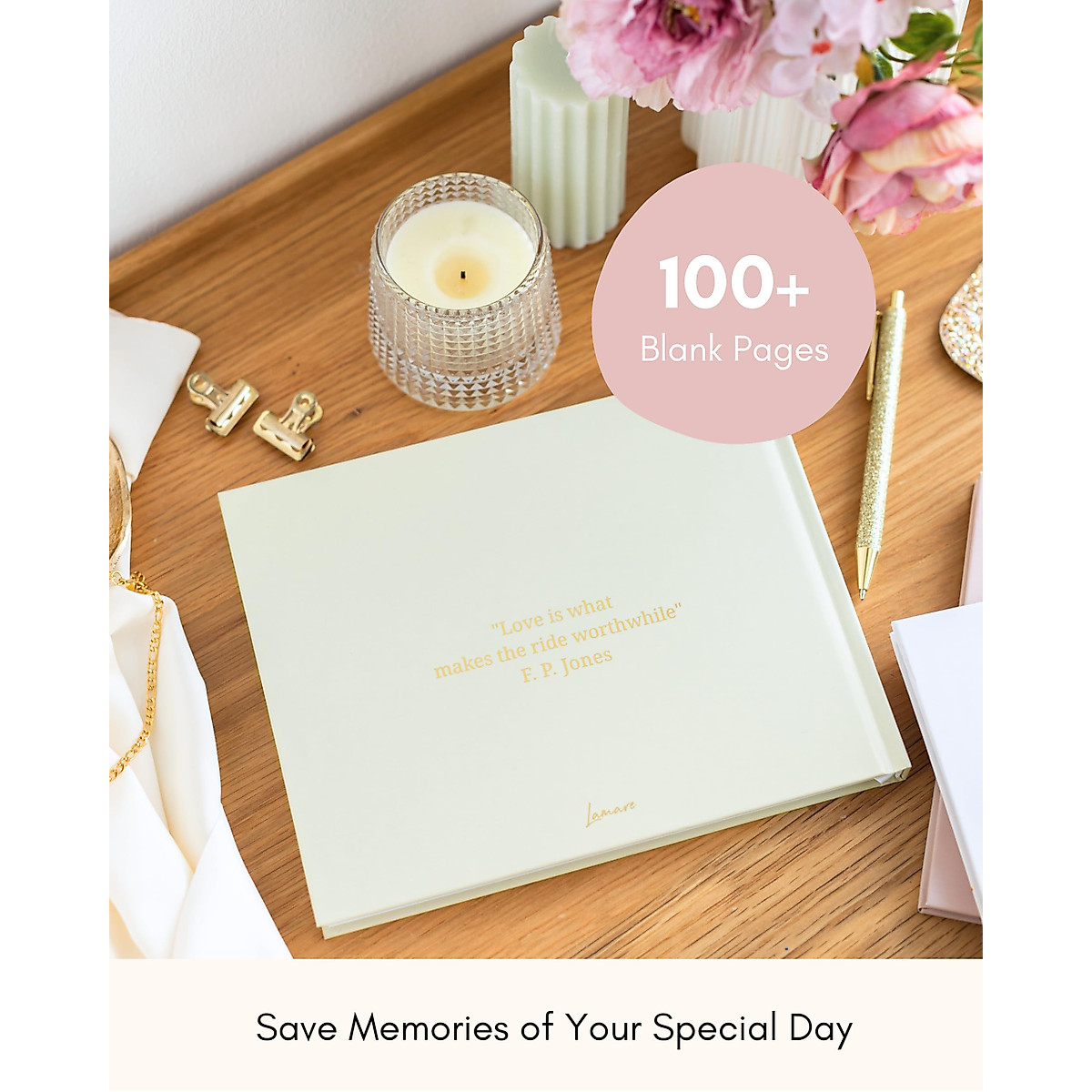 Lamare Elegant Wedding Guest Book – The Perfect Polaroid Guest Book for Wedding Receptions, Birthdays, Baby Showers, and Special Events – A Stylish Sign-in Book for Guests