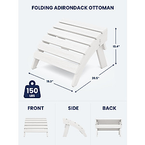 KINGYES Folding Adirondack Ottoman for Adirondack Chair, White