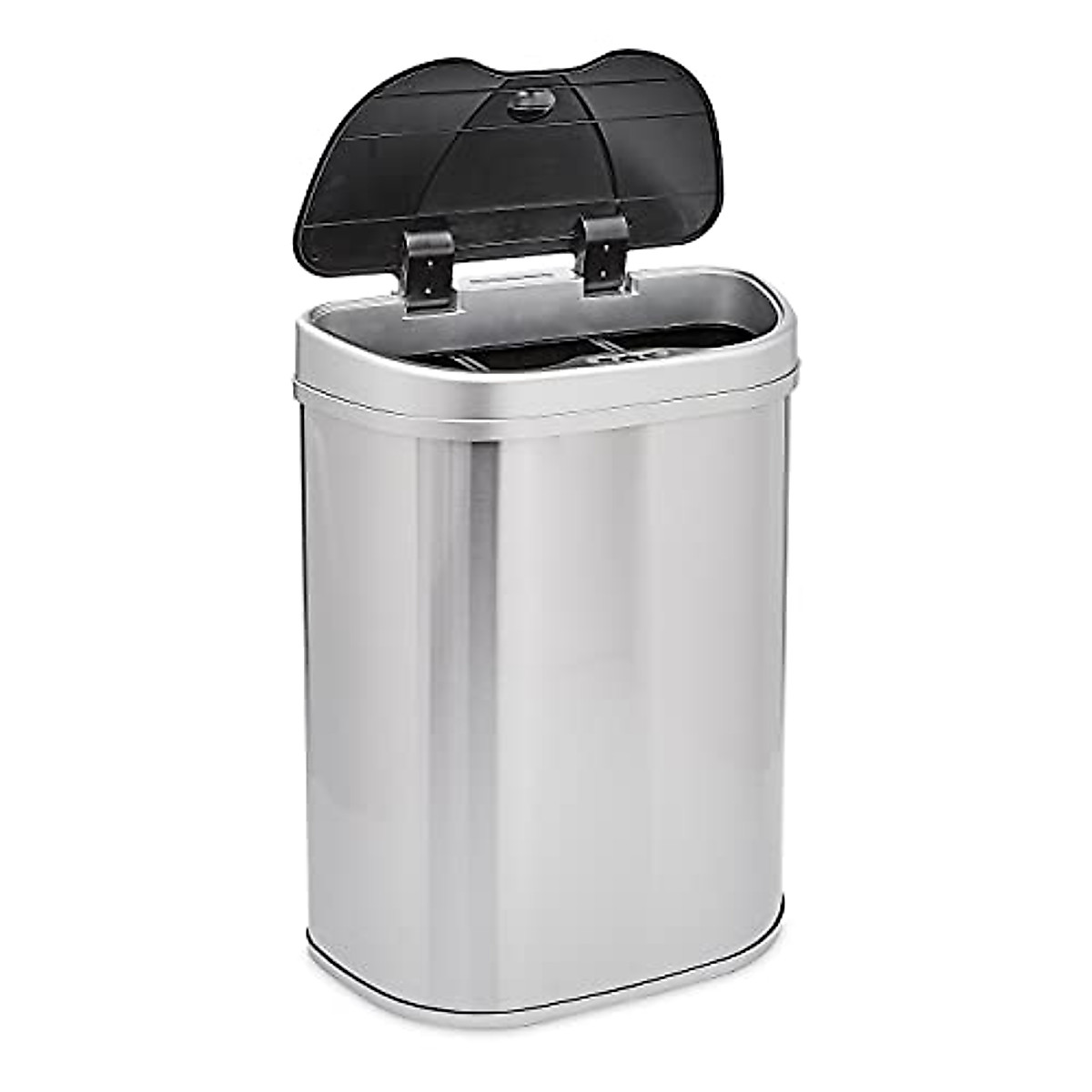 Amazon Basics Automatic Hands-Free Stainless Steel D-Shaped Trash Can, 70 Liter, 3 Bins