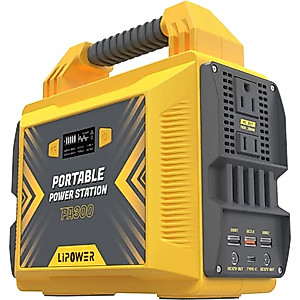 LIPOWER 300W Portable Power Station, Average 25 Phone Recharges, 1-4 Nights for CPAP, 296Wh Portable Solar Powered Generator Battery Supply for RV Camping, Emergency, Power Outages