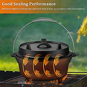 5QT Dutch Oven Camping, Leonyo 2 in 1 Camping Dutch Oven, Cast Iron Dutch Oven for Outdoor Camping, Heavy Duty & Pre-Seasoned Deep Pot for Sourdough Bread Baking, Campfire Cooking