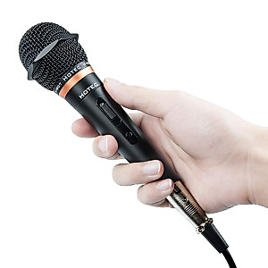 HOTEC Premium Vocal Dynamic Handheld Microphone with 19ft Detachable XLR Cable and ON/Off Switch (Metal Black) (H-W07)
