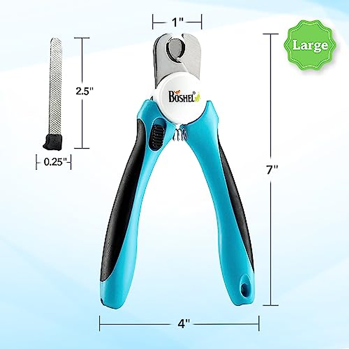 BOSHEL Dog Nail Clippers - Dog Nail Trimmers for Large Dog with Quick Sensor - Pet Nail Clippers for Dogs - Heavy Duty Pet Nail Trimmer with Safety Guard & Dog Nail File Safe at Home Grooming