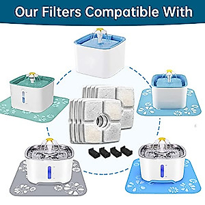 Cat Water Fountain Filter,Cat Fountain Filters Replacement Filters for 84oz/2.5L Automatic Pet Water Fountain Dispenser,Cotton Activated Carbon Water Fountain Filter and Foam Filter (Square 8+4 Pack)