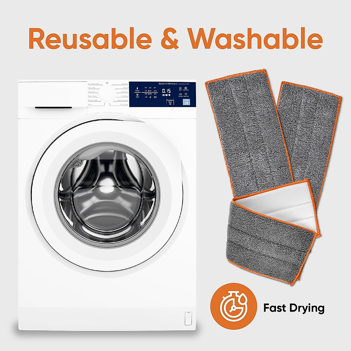 Superio Microfiber Mop Pads, Refill Miracle Mop, Microfiber Mop Replacement Head with Velcro, 16 Inch Mop Refill for Flat, Spray Mop Set -3 Pack- Grey