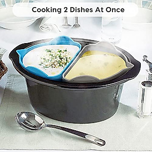 MMH Slow Cooker Divider Liner Fit for 6 QT Crockpot,Silicone Crock Pot Cooking Liners Insert for 6 Quart Pot | Reusable & Leakproof | BPA Free | Dishwasher Safe | Blue+Gray