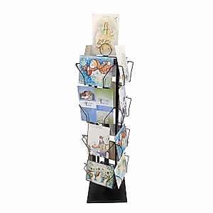 Adjustable Greeting Card Rack Display Stand 4 Tier 16 Pocket Organizer Postcard CD DVD Book Brochure Literature Rotating Spin 7X5 6X4 4X5 5X7. Pocket Size: 4.6-10"Wide X 8"High 11602-R-8"-NF