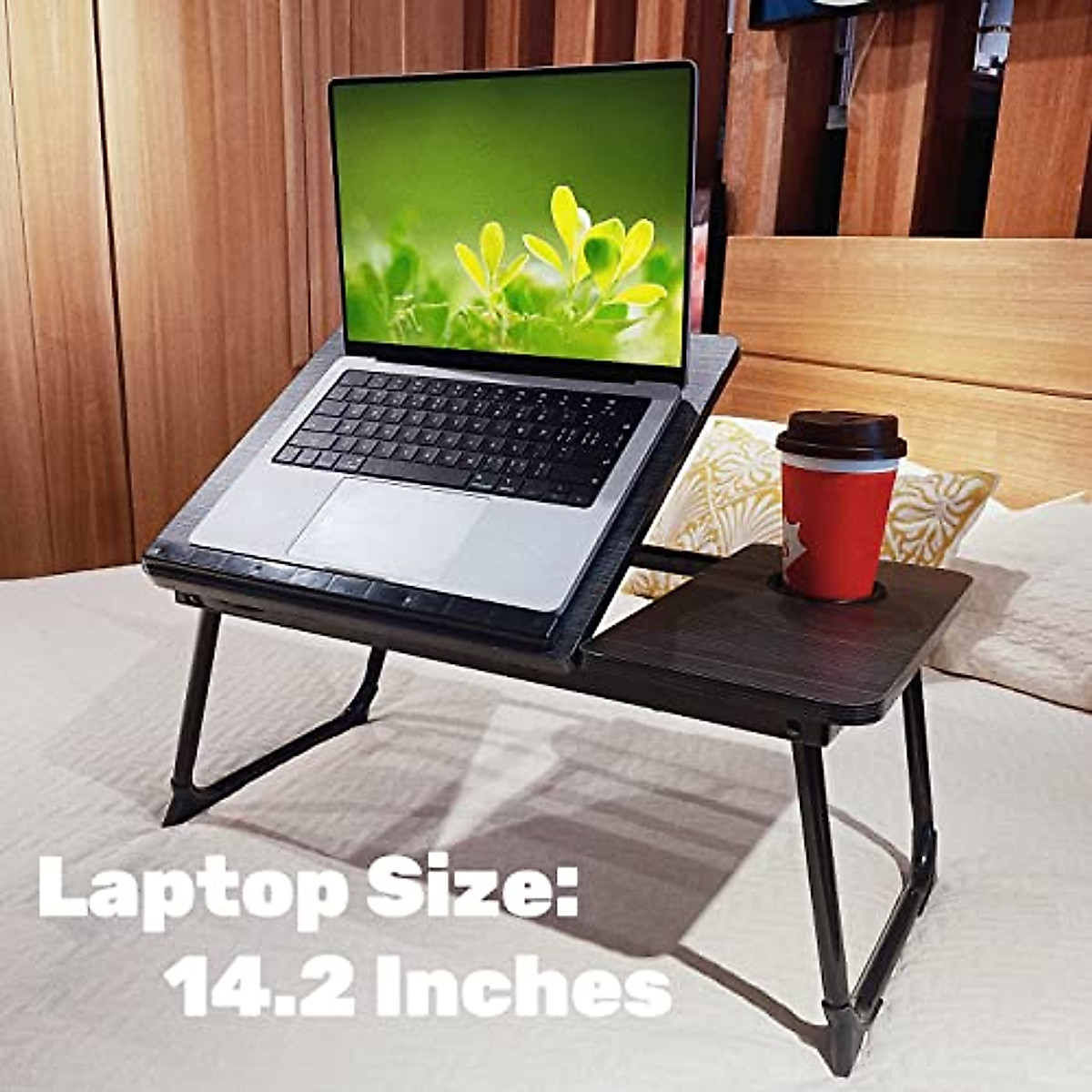 CloudTrip Laptop Desk for Bed or Couch, Lap Desk, Woking in Bed Desk, Home Office Desks, Breakfast Tray, Desk with Cup Holder, Watching Movies in Bed, Laptop Stand for Bed, Fordable Legs Desk (Black)