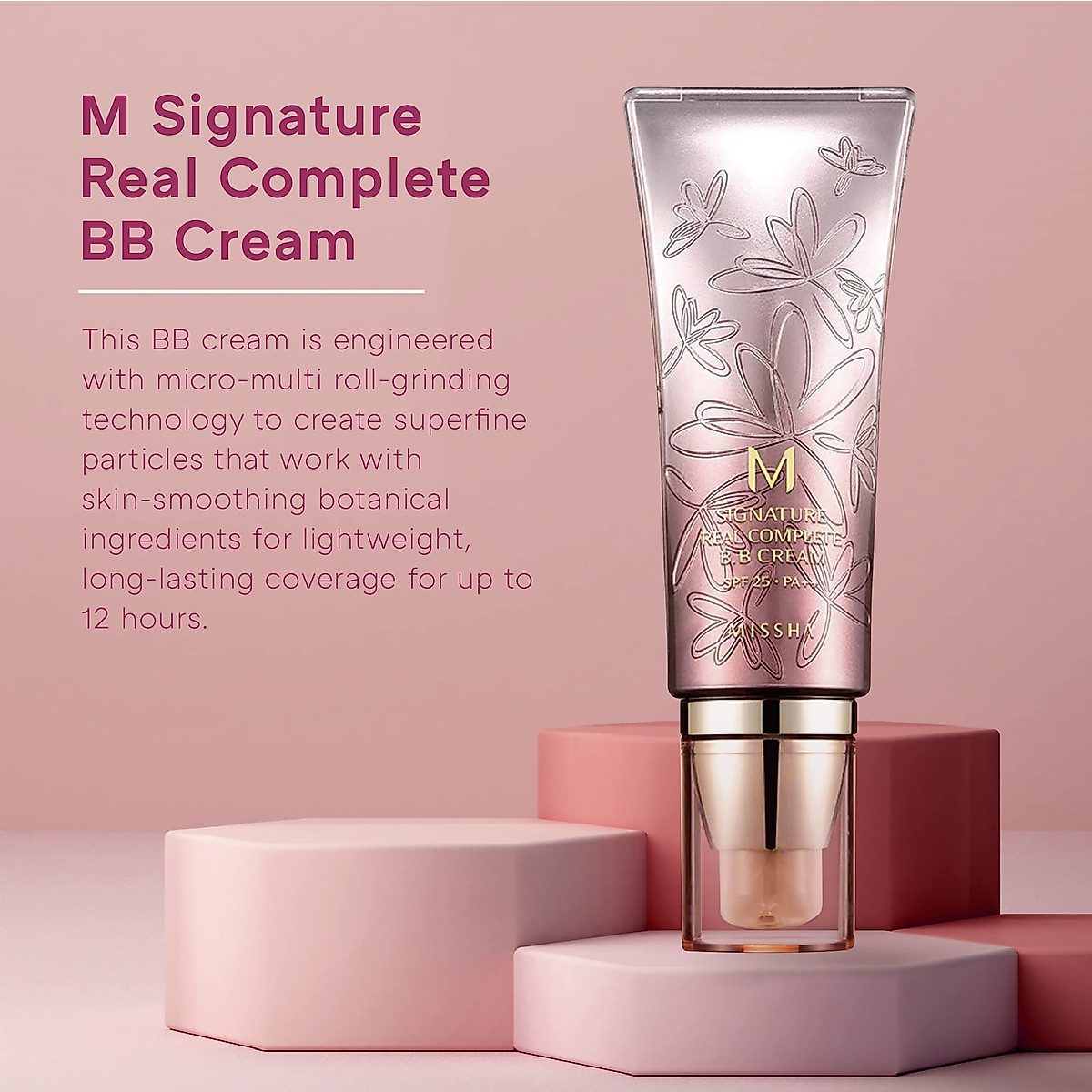 Missha M Signature Real Complete No.21 SPF 25/PA++ BB Cream, Light Pink Beige, 1.58 Ounce