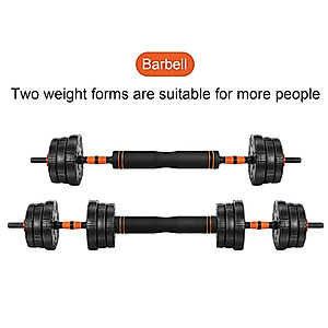 EDOSTORY 44LB Adjustable Dumbbell Set, Free Weights Dumbbells for Home Gym, 4 in 1 Set, Barbell, Dumbbells, Kettlebell and Push-ups, Non-slip Handles, Fitness Exercise Equipmen for Men Women