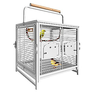 VIVOHOME 19 Inch Wrought Iron Bird Travel Carrier Cage with 72 Inch Wrought Iron Large Bird Cage