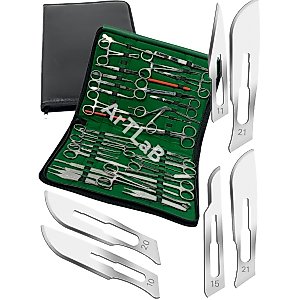 New 177 PCS Advanced Premium Instruments Kit | Scissors | Needle Holder | Hemostat Foceps | Tweezers Forceps | Scalpel Hanlde Blades | Backhaus Towel Clamp | Veterinary Instruments with Carrying Case