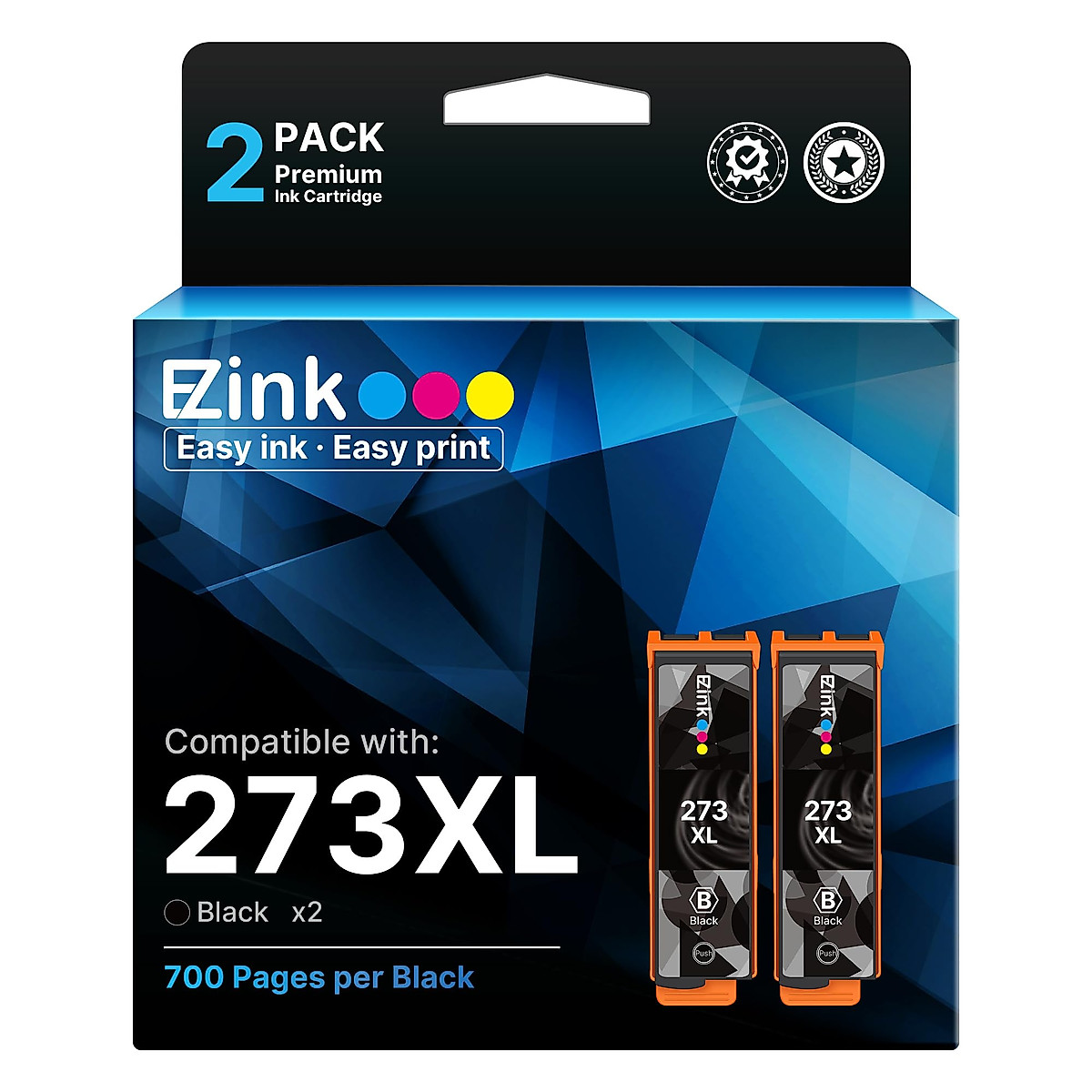 E-Z Ink (TM) Remanufactured Ink Cartridge Replacement for Epson 273XL 273 XL T273XL to use with XP-520 XP-600 XP-610 XP-620 XP-810 XP-820 Printer (2 Black) 2 Pack