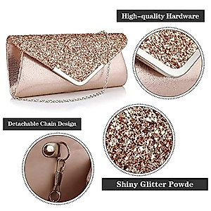 Clutch Purse Evening Bag for Women Prom Glitter Sparkling Envelope Handbag for Wedding and Party (Pink)