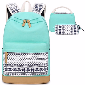 School Backpacks for Teen Girls Lightweight Canvas Backpack Bookbags Set Medium