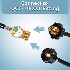 SHINESTAR 12FT Propane Extension Hose with Gauge, Propane Tank Extension Hose for RV, Gas Grill, Stove, Heater, Fire Pit and More