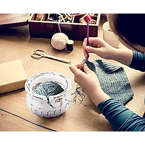 Knitting and Crochet,Knitting Bowl in Wood White 6x5 inch,Yarn for Knitting,Crochet Accessories,Crochet Bowl for Yarn,Yarn Bowl,Knitting Yarn,Yarn Storage,Yarn Bowl for Knitting