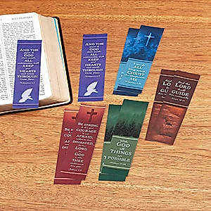 Bible Bookmarks, Tear-Proof and Water-Resistant - Each Measures 7" Long x 2" Wide, Set of 10, 5 Designs