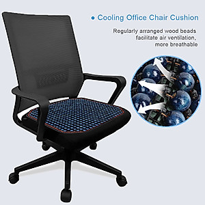 JDbezuge Wood Beaded Car Seat Cover for Cars Trucks, Summer Cooling Seat Cushion, Airflow Car Seat Beads Cover Pad(Blue)