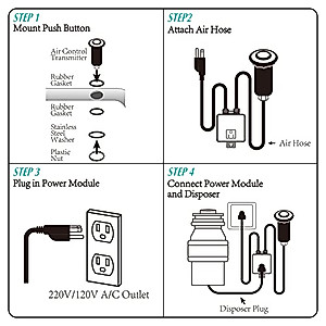 BESTILL Sink Top Garbage Disposal Air Switch Kit, Matte Black (Long Push Button with Brass Cover), UL Listed