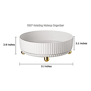 Hisikou White 360 Rotating Makeup Organizer - Large Capacity Spinning Skincare Perfumes Organizer - Cosmetics Organizer for Vanity Countertop and Bathroom Dresser - Lazy Susan Bathroom Storage Box