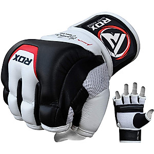 RDX MMA Gloves Sparring Martial Arts Grappling Cowhide Leather Training UFC Cage Fighting Combat Gel Mitts Punching Bag Gel Mitts