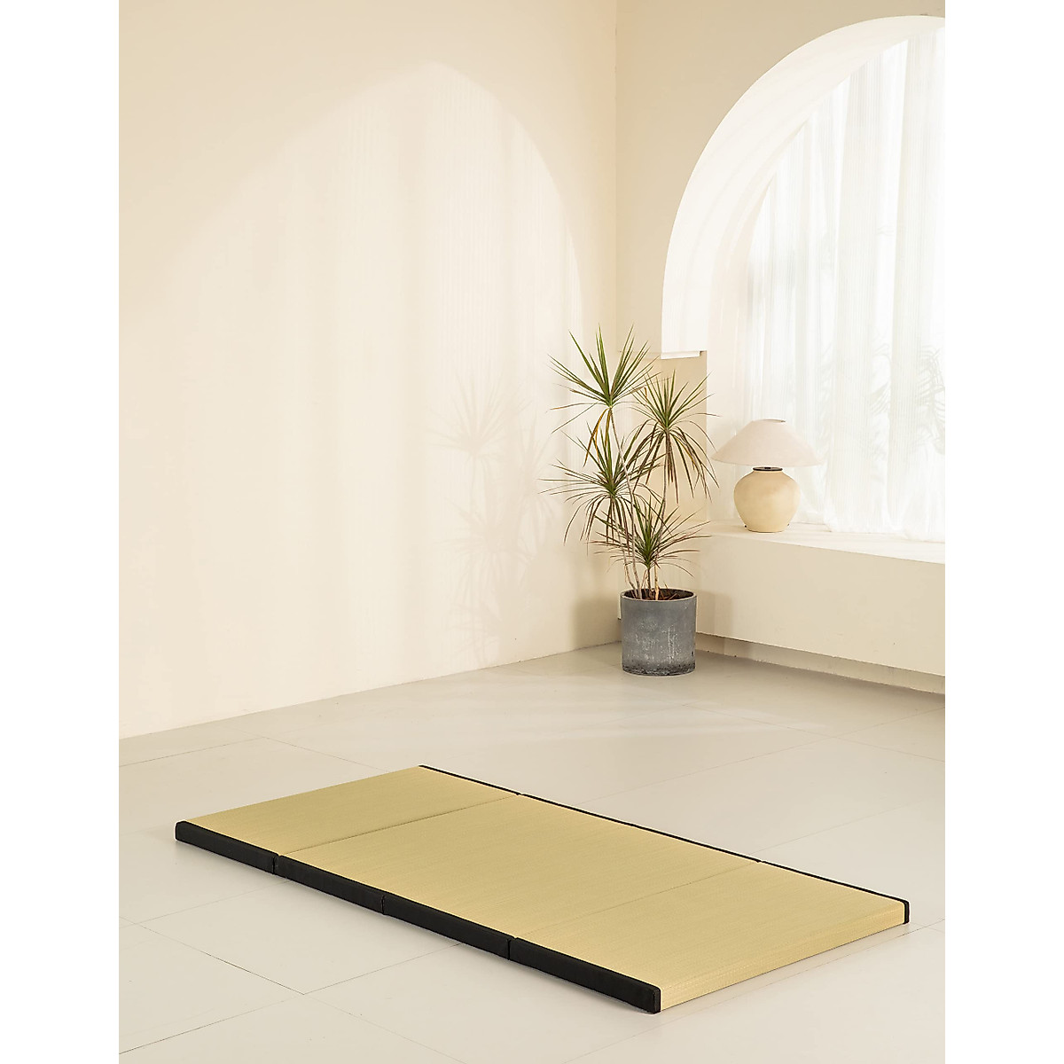 MustMat Thick Tatami Mat Twin XL Floor Mattress Japanese Tatami Bed with Storage Bag 39 x 80 x 2 in (Black)