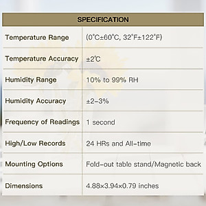 TXL Large Digital Hygrometer Indoor Thermometer with Humidity Gauge, Smart Room Temperature Humidity Sensor Monitor with Touch LCD Backlight for Home Office Warehouse Greenhouse Garden Wine Cellar