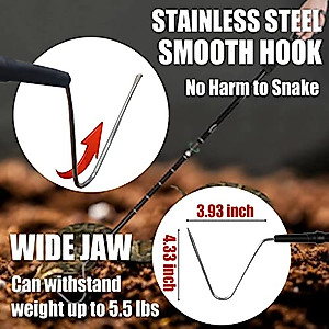 57" Retractable Snake Hook, IC ICLOVER Professional Reptile Grabber Snake Catcher, Aluminum Alloy Telescopping Snake Handling Tool with Stainless Steel Soft Grip, for Catching Controlling Moving Snake