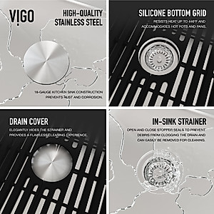 VIGO Mercer 30 inch L x 20 inch W Undermount Stainless Steel Single Bowl Kitchen Sink with Accessories - Kitchen Sink VGR3020CK1