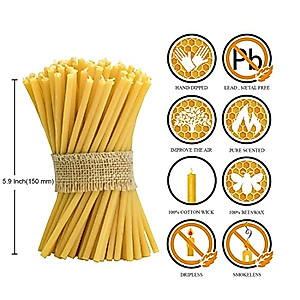 DEYBBY Beeswax Birthday Candles – 100 Count Beeswax Candles - Dripless and Smokeless Eco Beeswax Taper Candles for Home, Dinner, Cake, Prayer, Church, Hanukkah, Christmas…