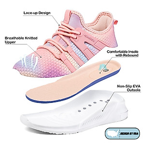 RUNSIDE Girls Lightweight Sneakers Kids Tennis Sports Shoes Lace-up for Running/Walking, Toddler/Little Kid/Big Kid