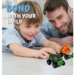 ToyVelt 2021 Edition Dinosaur Pull Back Cars Toys for Kids – 4 Pack Cars Fun Dinosaur Car Set with Exciting Lights, Sounds - Birthday, Christmas, for Boys and Girls Ages 3-10 Years Old