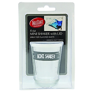 Tablecraft Small Mini Glass Shaker with Lid, 4-Ounce, Clear