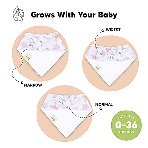 KeaBabies 5-Pack Organic Muslin Baby Burp Cloths And Baby Bandana Drool Bibs Bundle - White Burp Cloth (Petals) - Super Absorbent Bandana Drool Bibs (Bloom)