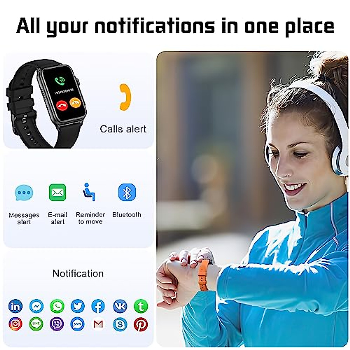 Smart Watches for Women Men with Call, Smart Watch Fitness Tracker With Blood Oxygen Blood Pressure and Sleep Monitor, 1.57'' Full Touch Screen IP68 Waterproof, for Android IOS Phone(with 2 bands)