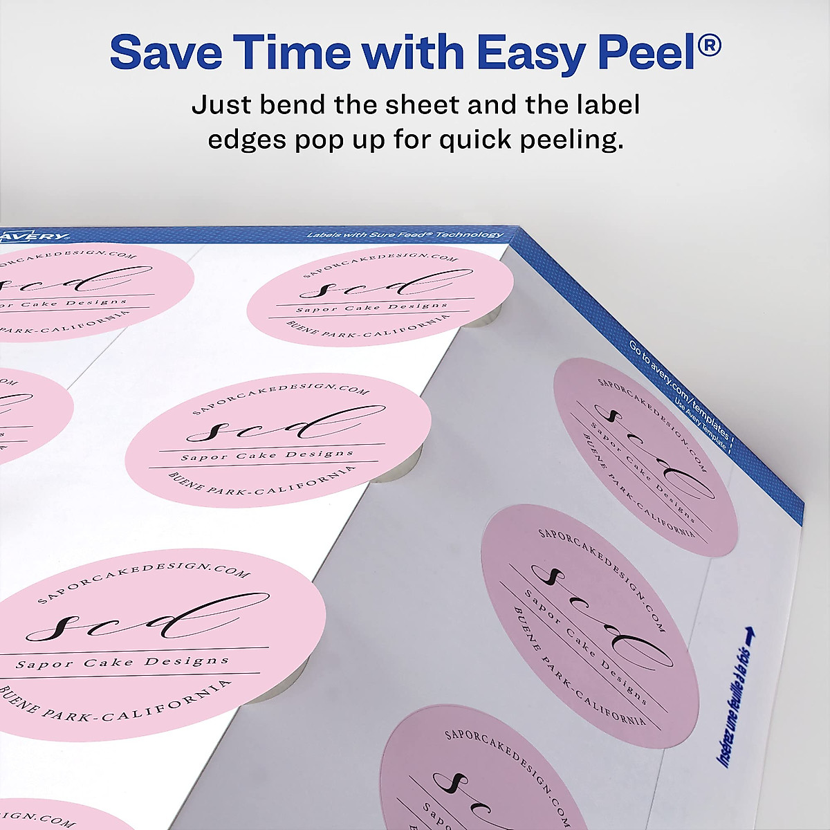 Avery Matte White Round Labels with Sure Feed, 2" diameter, 300 Matte White Printable Labels
