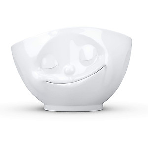 FIFTYEIGHT PRODUCTS TASSEN Porcelain Bowl, Happy Face Edition, 16 oz. White, (Single Bowl) for Serving Cereal, Soup