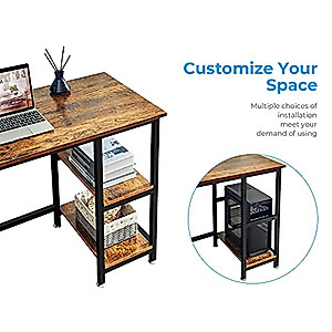GreenForest L Shaped Corner Desk 65.7 inch with Storage Shelf and 2 Drawers File Cabinet Wooden Lateral File Cabinet with Open Storage Shelves