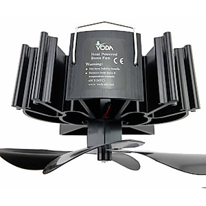 VODA 4-Blade Heat Powered Stove Fan for Wood / Log Burner/Fireplace increases 80% more warm air than 2 blade fan
