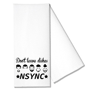 Hafhue Don't Leave Dishes Kitchen Towel, Funny Kitchen Towel Gifts for Women Sisters Friends Mom Aunts, Housewarming Gift for Women Hostess, New Home Gift for Women, Hostess Gifts