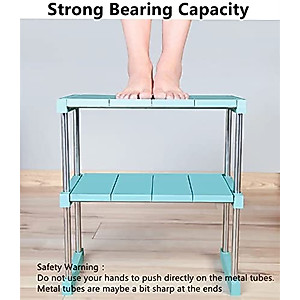 2-Tier Kitchen Counter Top and Cabinet Organizer Layered Shelf Detachable Partition Storage Rack for Kitchen, Cabinet, Bathroom (lake blue)