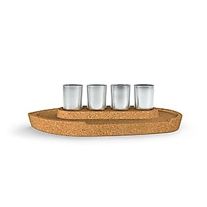 Genuine Fred Party Boat Shot Glass Flight Serving Set, One Size, Silver