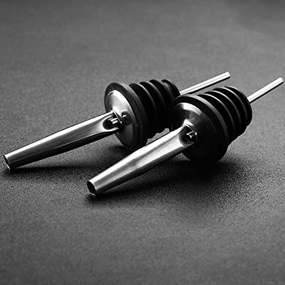 24 Pack Liquor Pourers, 304 Stainless Steel Bottle Pourer Olive Oil Spout Alcohol Spouts with Rubber Dust Caps Cover, For About 3/4" Bottle Mouth.