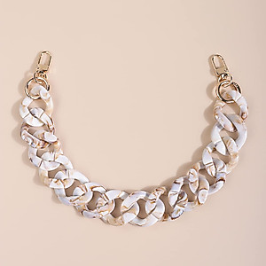 Wiwpar Acrylic Bag Strap Chain Shoulder Cross Body Purse Handbag Straps Replacement Chain White with Gold Buckle (Style 4)